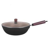 China Non Stick Chinese Wok Pan Good Heat Retention With Wooden Handle for sale