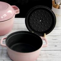 China Enamel Coated Cast Iron Stock Pot /cocotte By Glasstop Size 18/20/22/24/26cm for sale