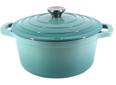 China Non-Stick 2.4L Cast Iron Dutch Oven Two Handles Cast Iron Casserole Pot for sale