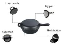 China 3.2Quart Cast Iron Skillet Pan Casserole 2 in 1 For Camping And Outdoor Cooking for sale
