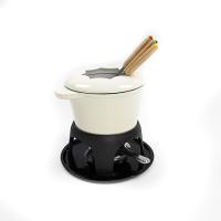 China OEM Cheese Cast Iron Fondue Pot Non Stick Enamel Flat Bottom for sale