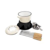 China OEM Cheese Cast Iron Fondue Pot Non Stick Enamel Flat Bottom for sale