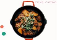 China Non Stick Enameled Cast Iron Skillet Deep Fry Pan With Handles for sale
