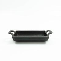 China Double Handle Cast Iron Frying Pan 15.3*7.7cm Rectangular Deep Frying Pan for sale