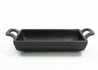 China Double Handle Cast Iron Frying Pan 15.3*7.7cm Rectangular Deep Frying Pan for sale