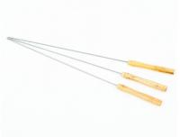 China Stainless Steel Camping Cooking Set Reusable Grilling Kebab Fork Wooden Handle for sale