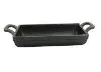 China Double Handle Cast Iron Frying Pan 15.3*7.7cm Rectangular Deep Frying Pan for sale