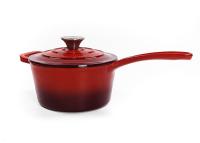 China Eco Friendly 19cm Cast Iron Saucepan Enamel Coated With Lid for sale