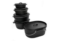 China Scratch Resistant Cast Iron Dutch Oven 36.5X29.5X14.3CM Matt Black Interior for sale