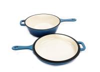 China 2 In 1 Cast Iron Casserole Skillet Enamel Coated  3.2 Quart for sale