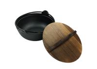 China 18/20/27cm Cast Iron Dutch Oven Pre Seasoned With Wooden Lid for sale