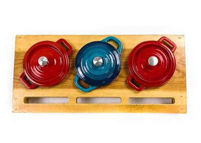 China Enamel Coating Cast Iron Camp Oven 3pcs Set For Camping Fire for sale