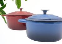 China Purple Enamel Coated Cast Iron Casserole With Lid No seasoning for sale
