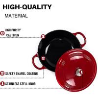 China Red Enamel Cast Iron Shallow Casserole With Silicone Cutlery Sets for sale