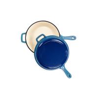 China 26*8cm Blue Cast Iron Casserole Pan 2 In 1 4.8kg  with One long handle for sale