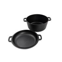 China 26cm Cast Iron Casserole 4.8L Cast Iron Dutch Oven 2 In 1 Easy Handle for sale