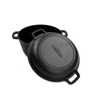 China 26cm Cast Iron Casserole 4.8L Cast Iron Dutch Oven 2 In 1 Easy Handle for sale