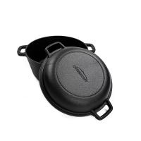 China 26cm Cast Iron Casserole 4.8L Cast Iron Dutch Oven 2 In 1 Easy Handle for sale