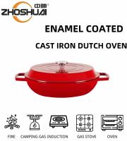 China 3.6qt Shallow Enamel Casserole Dish With Lid Multifunctional for sale