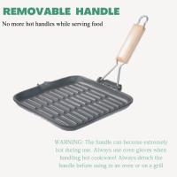China Square Cast Iron Grill Griddle Pre Seasoned Flat Iron Skillet Grill With Folding Handle for sale