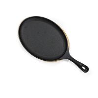 China Matt Black Cast Iron Sizzle Platter BSCI With Wooden Base Fajita for sale