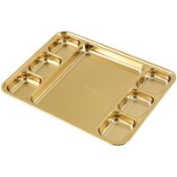 China Rectangular Stainless Steel Divided Dinner Metal Plate Trays for sale