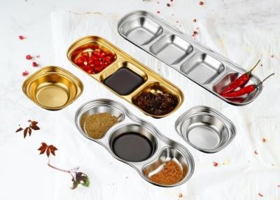 China Divided Seasoning Sauce Stainless Steel Dip Dish OEM & ODM For Home Restaurant for sale