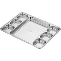 China Rectangular Stainless Steel Divided Dinner Metal Plate Trays for sale