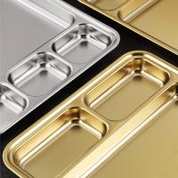 China Rectangular Stainless Steel Divided Dinner Metal Plate Trays for sale