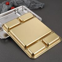China Rectangular Stainless Steel Divided Dinner Metal Plate Trays for sale