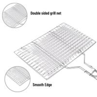 China Multi Purpose 50cm Camping Cooking Set Stainless Steel Barbecue Grill Net for sale