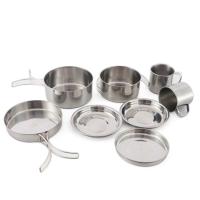 China 8pcs Camping Cooking Set Stainless Camping Set Hiking Pot ISO9001 for sale