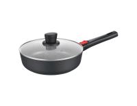 China Large Deep Dish Aluminumpot 28cm With Glass Lid Black for sale