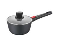 China Large Deep Dish Aluminumpot 28cm With Glass Lid Black for sale