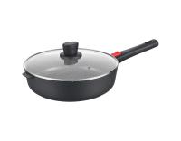 China Large Deep Dish Aluminumpot 28cm With Glass Lid Black for sale