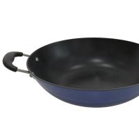 China Premium 13Inch Cast Iron Skillet Chinese Wok With Tempered Glass Lid And Non Stick for sale