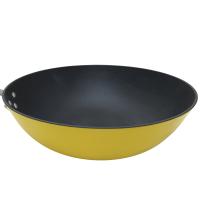 China Premium 13Inch Cast Iron Skillet Chinese Wok With Tempered Glass Lid And Non Stick for sale