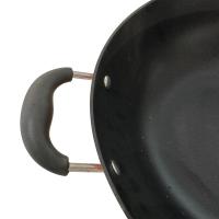 China Premium 13Inch Cast Iron Skillet Chinese Wok With Tempered Glass Lid And Non Stick for sale