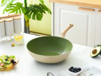 China Premium Aluminum Chinese Wok With Tempered Glass Lid And Non Stick Coating for sale