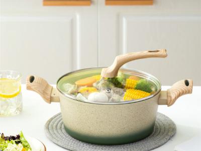 China Non Stick Aluminum Casserole With Reinforced Coating And Detachable Handle for sale