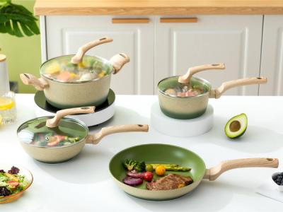 China Premium 7Piece Aluminum Cookware Set For Induction Cooktops Green for sale