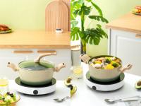 China BSCI Lightweight Aluminum Cookware Set 8Piece With Wooden Handle for sale