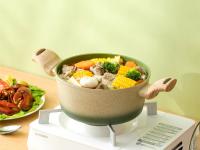 China Non Stick Aluminum Casserole With Reinforced Coating And Detachable Handle for sale