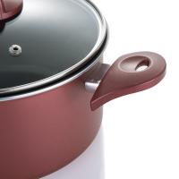 China Multifunctional Burgundy Non-Stick Aluminum Cookware 3-Piece Set for sale