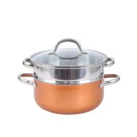 China Oven safe Orange Aluminum Cookware Set With Silicone Grip for sale