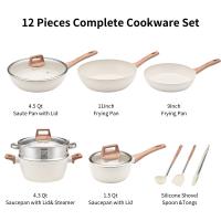 China healthy cooking non-stick 12-pieces casserole dishes with glass lid for sale