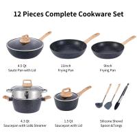 China healthy cooking non-stick 12-pieces casserole dishes with glass lid for sale