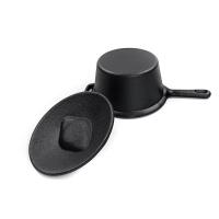 China Pre-Seasoned Cast Iron Covered Saucepan With Long Handle – Perfect For Stovetop, Oven & Grill Cooking for sale