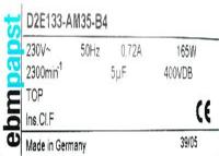China EBMPAPST Blower D2E133-AM35-B4 165W 0.72A Centrifugal Cooling FAN  NEW IN STOCK for sale