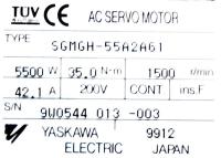 China SGMGH-55A2A61  Industrial Yaskawa 1500r/min Servo Motor 5500W 42.1A Made in Japan for sale